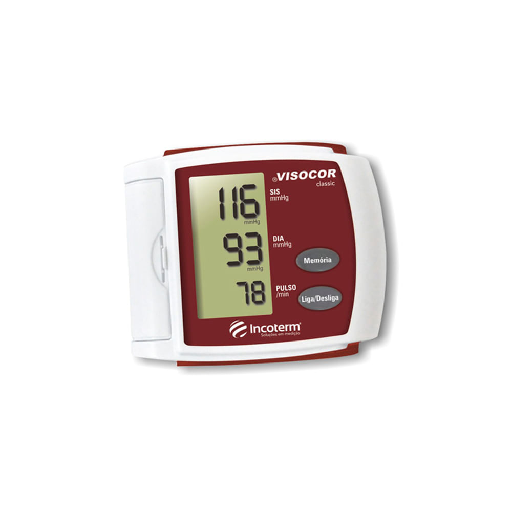 Medidor Digital de Pressão Arterial Visocor Pulso Cor Bordô - Incoterm ...
