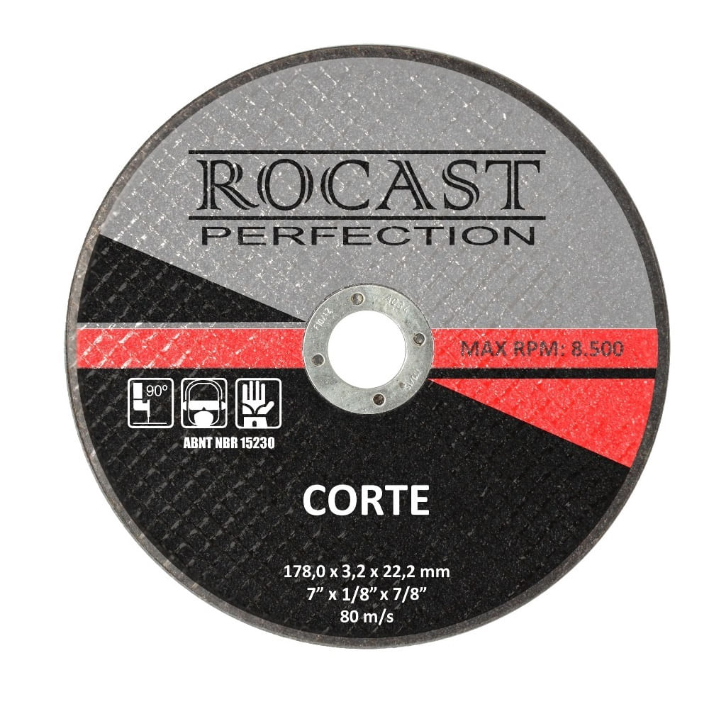 Disco de Corte - 7" x 1/8" x 7/8" - Ref. CORTE Rocast 122,0002 ...