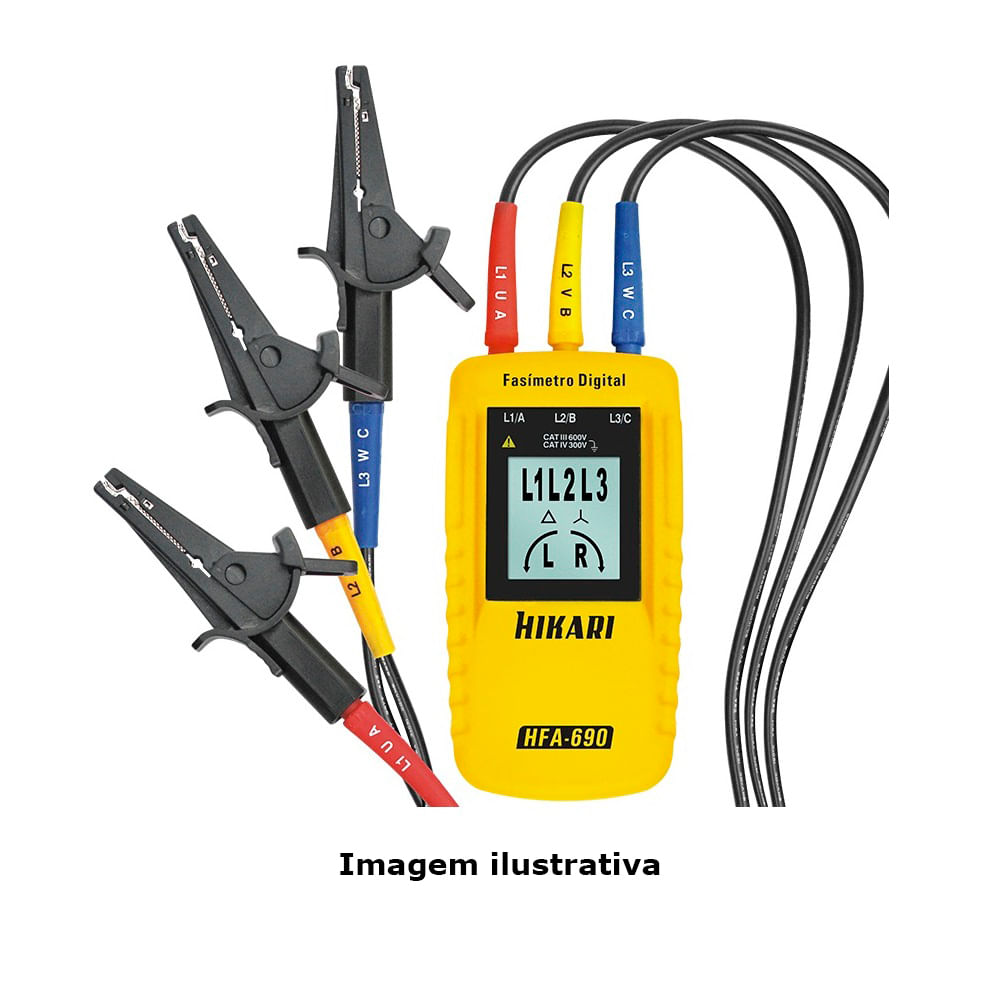 Fasimetro Digital Tensão Entrada 40 a 690V Resposta Frequência 15 a ...