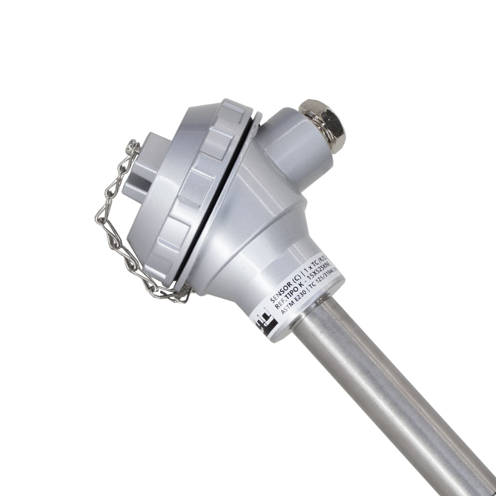 TERMOPAR TIPO "K" SIMPLES 2 FIO 0-1200°C KNE ALUMÍNIO IP-65 1/2 NPT ...