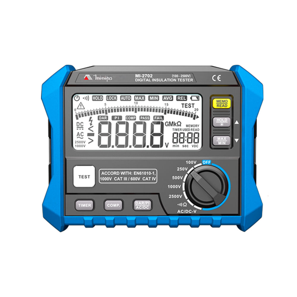 Megômetro Digital CAT III 1000V IP54 Minipa MI-2702 - Tecnoferramentas